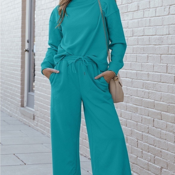 Double Take | Pants & Jumpsuits | Full Size Textured Long Sleeve Top ...